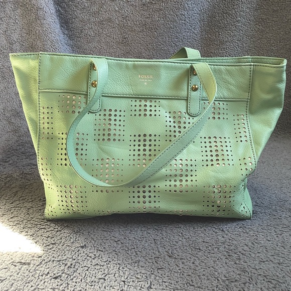 Fossil | Bags | Fossil Leather Shouldertote Bag Perforated Dot Pattern ...